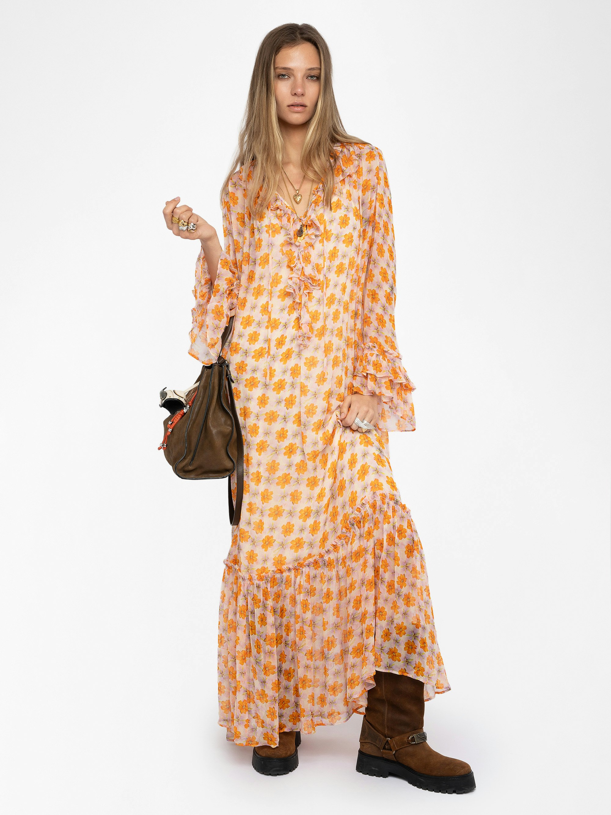 Abito Lungo Beige Drappeggiato con Scollo Profondo | Zadig&Voltaire