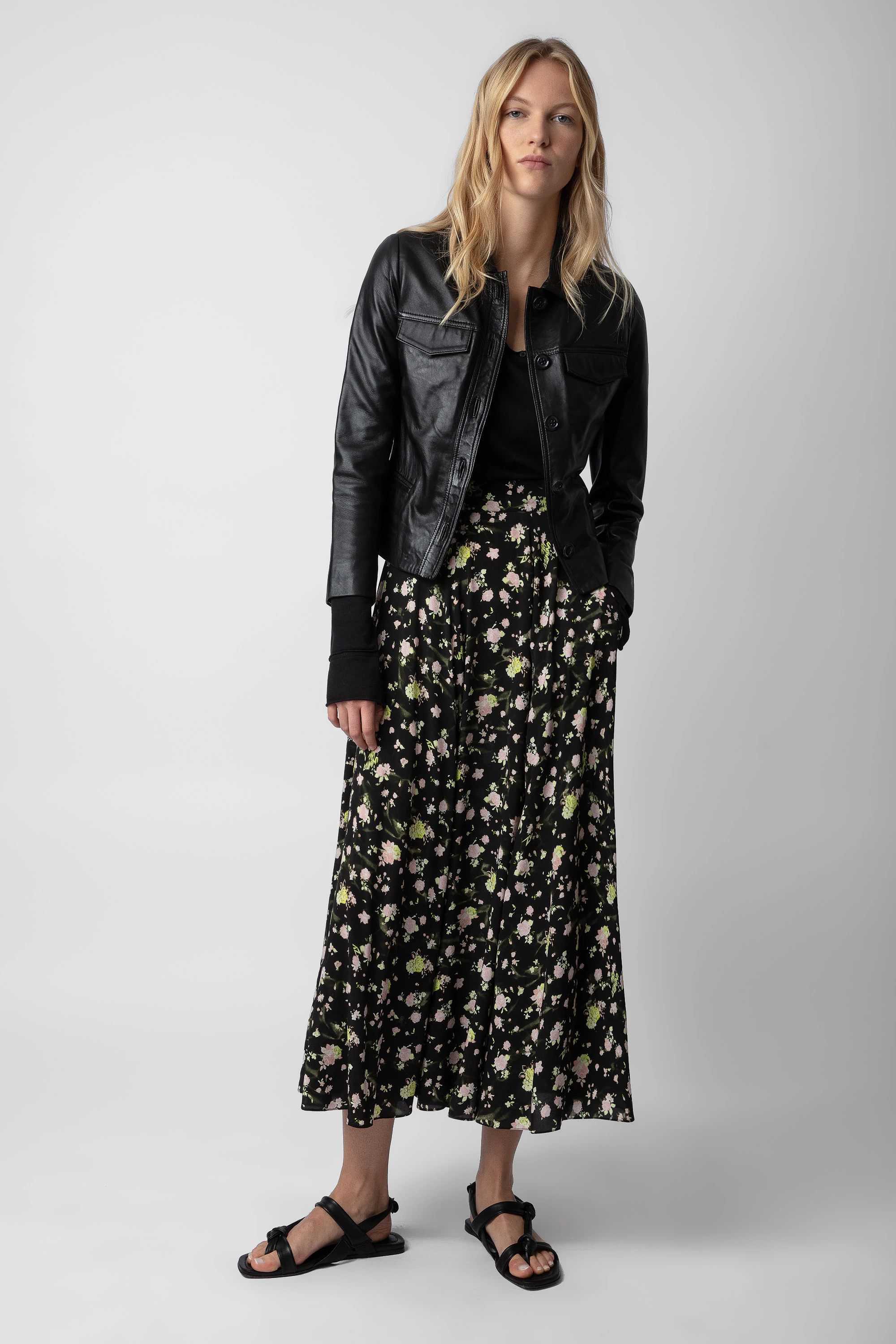 Joyo Soft Crinkle Roses Skirt skirt black women | Zadig&Voltaire